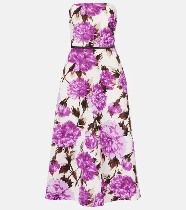 Max Mara Floral Cotton-blend Faille Midi Dress - Multicoloured
