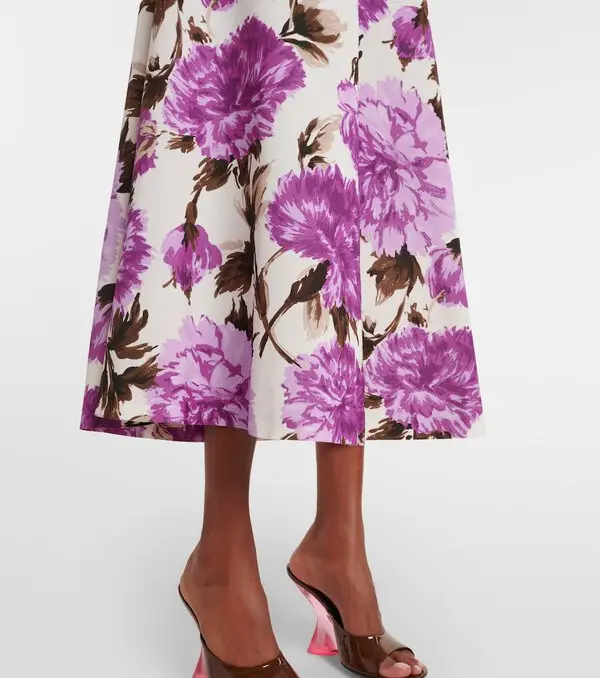 Max Mara Floral Cotton-blend Faille Midi Dress