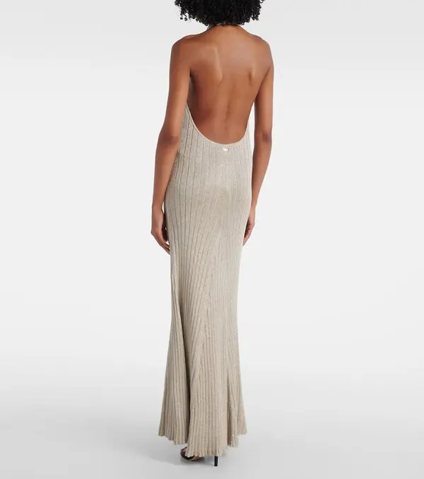 TOM FORD Ribbed-knit Halterneck Maxi Dress