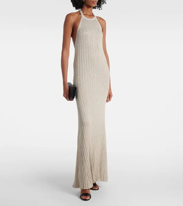 TOM FORD Ribbed-knit Halterneck Maxi Dress