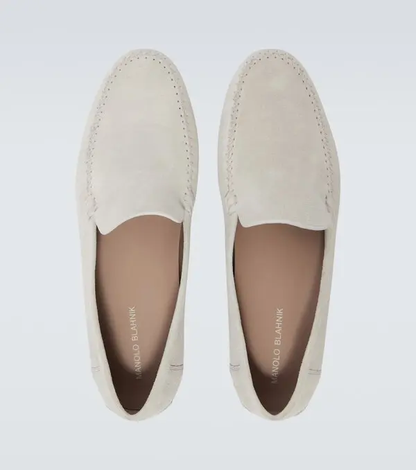 Manolo Blahnik Alder Suede Loafers - Grey