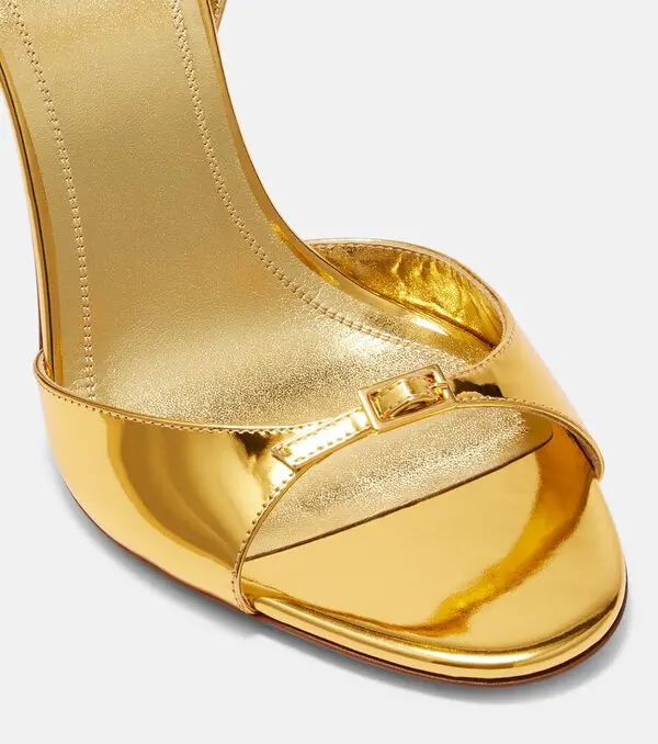 Amina Muaddi Adut 105 Metallic Leather Sandals