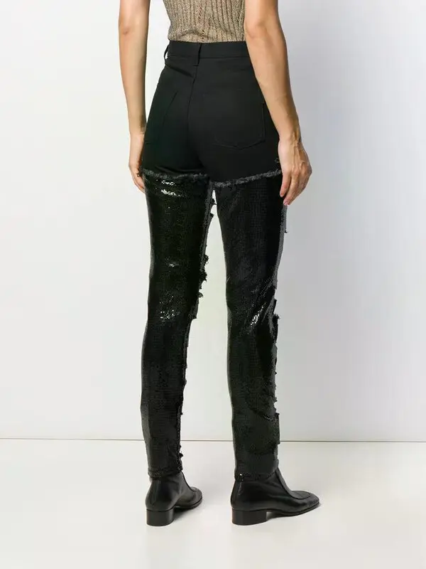 Saint Laurent Sequin Embellished Ripped Skinny Jeans