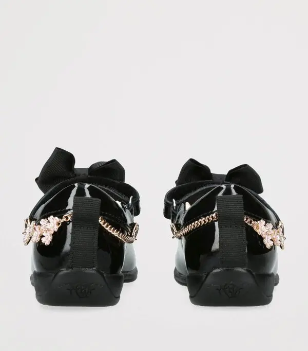 LELLI KELLY Patent Leather Ophelia Shoes With Bow And Chain Detailing