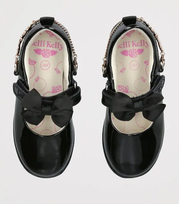 LELLI KELLY Patent Leather Ophelia Shoes With Bow And Chain Detailing