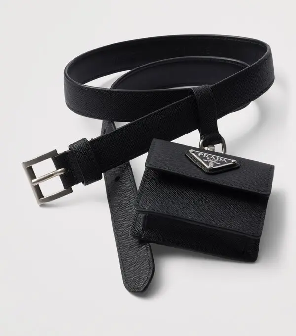 Prada Saffiano Leather Belt With Pouch