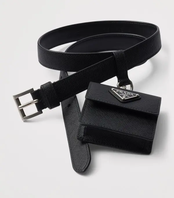 Prada Saffiano Leather Belt With Pouch