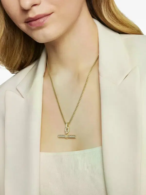 David Yurman 18kt Yellow Lexington Barrel Diamond Pendant