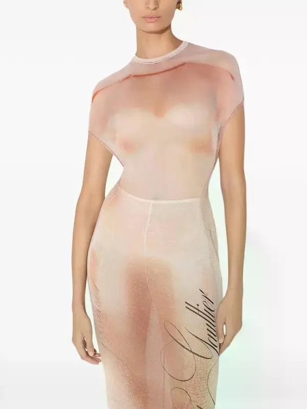 JEAN PAUL GAULTIER Silhouette Print Maxi Dress