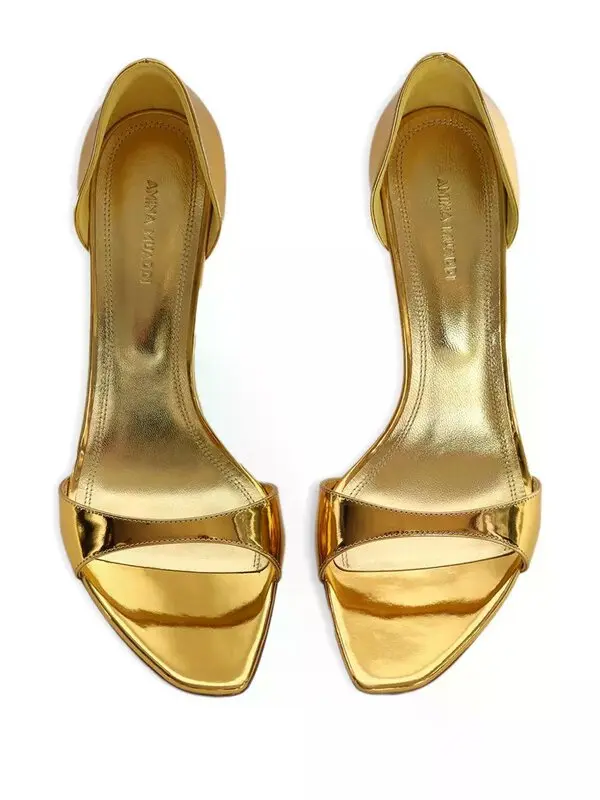 Amina Muaddi 95mm Agnese Metallic Open-toe Sandals