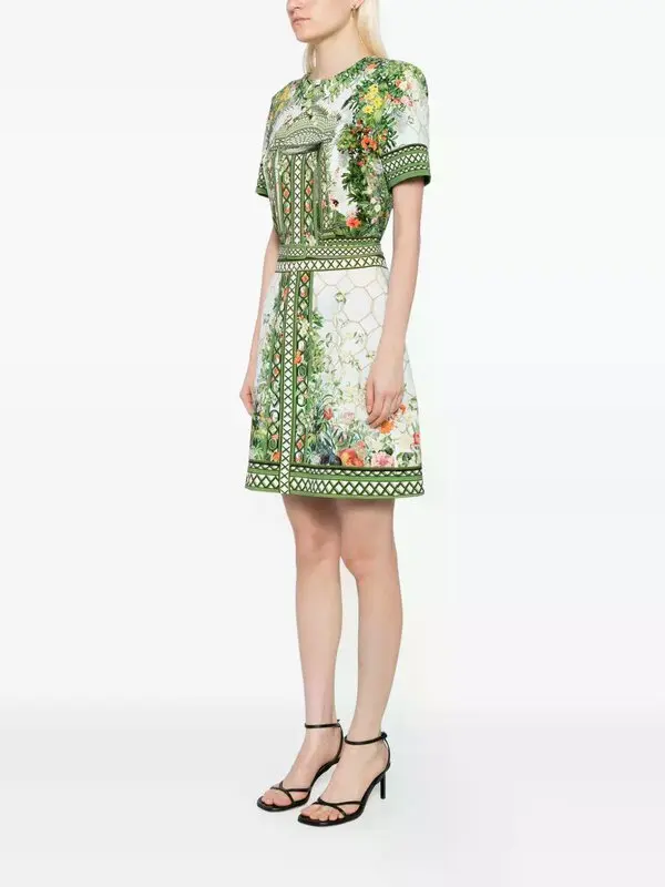 MARY KATRANTZOU Floral Print Short Sleeve Dress