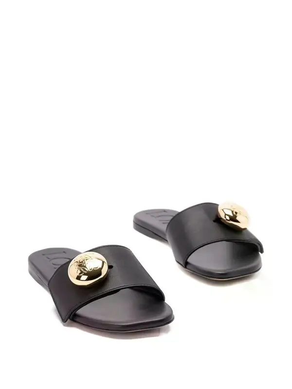 Loewe Logo-embossed Button-detail Flat Sandals - Black
