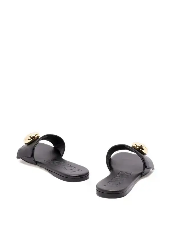 Loewe Logo-embossed Button-detail Flat Sandals - Black