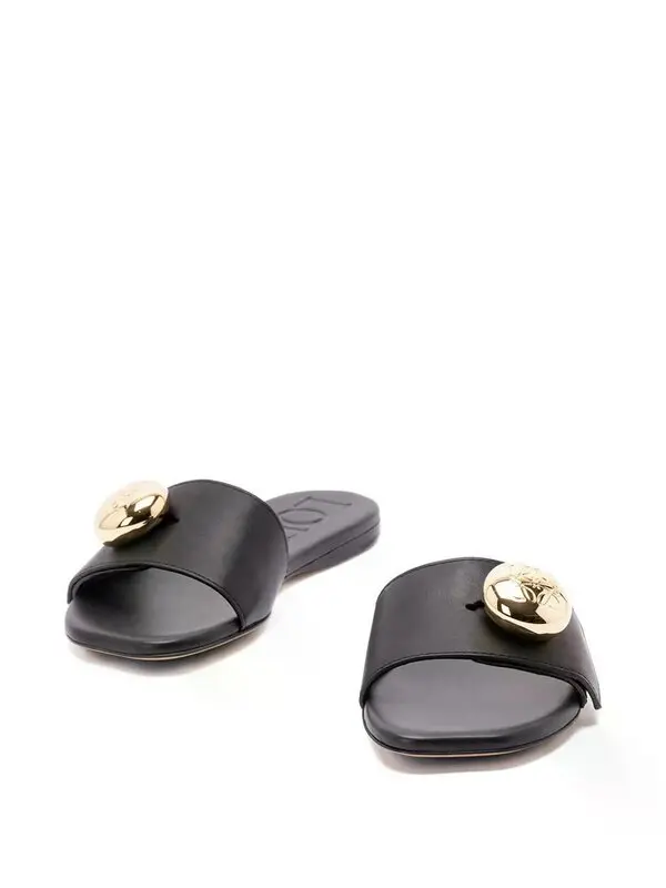 Loewe Logo-embossed Button-detail Flat Sandals - Black