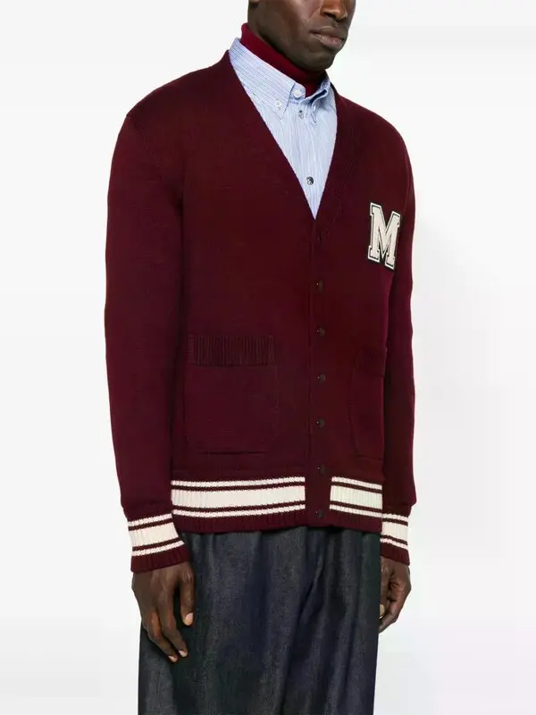 Moncler Varsity-style Letter Patch Cardigan - Red
