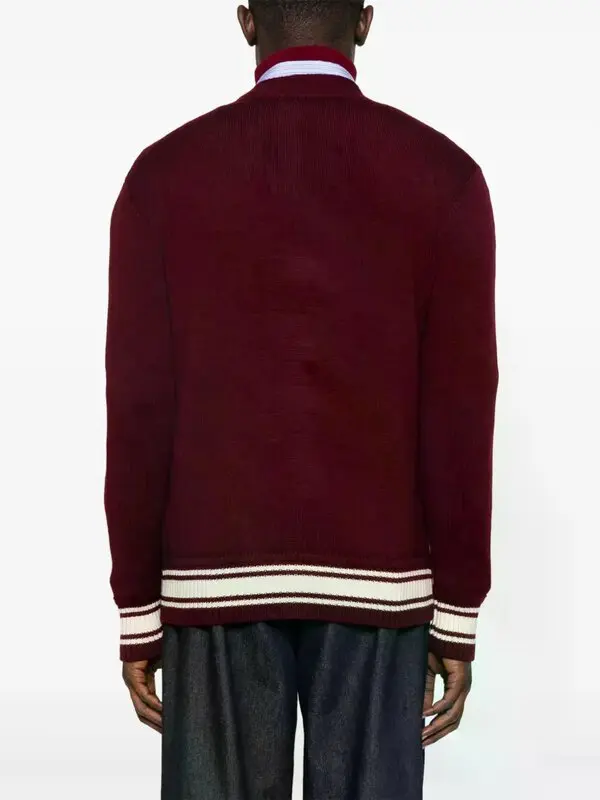 Moncler Varsity-style Letter Patch Cardigan - Red