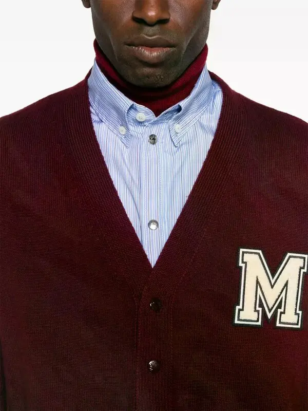 Moncler Varsity-style Letter Patch Cardigan - Red