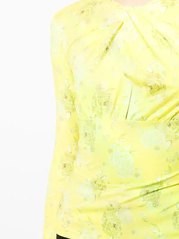 Rokh Rose Print Twist-detail Top