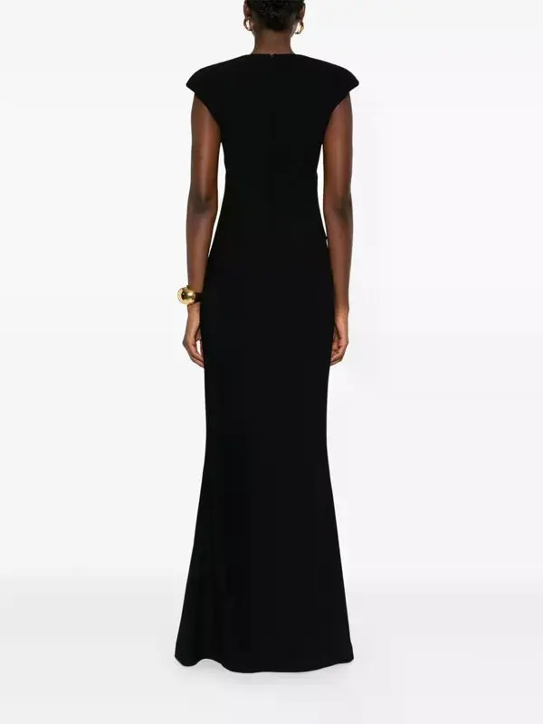 SILK LOVE & LACE Chloe V-neck Sleeveless Gathered Maxi Dress - Black
