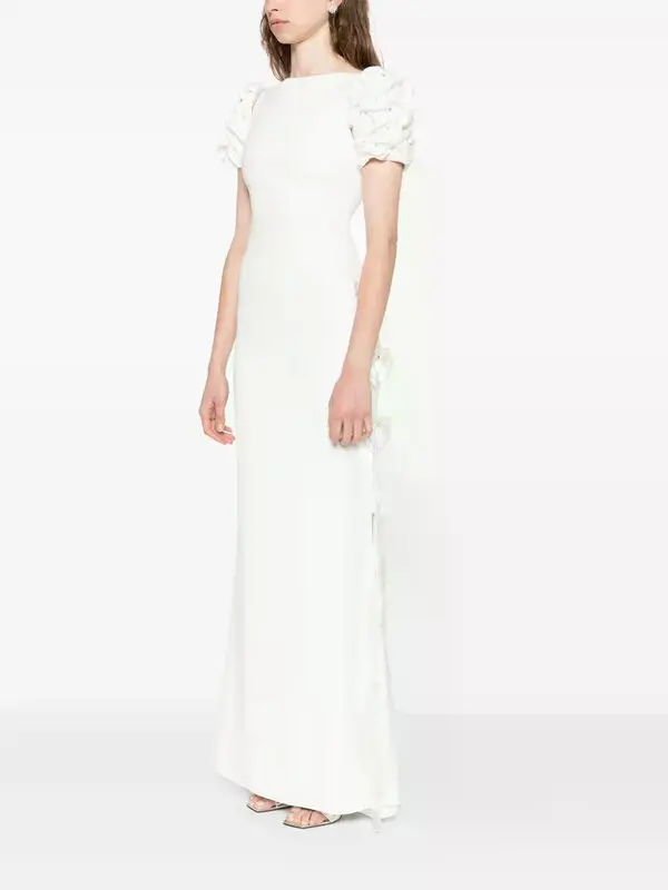 SILK LOVE & LACE Rosa Dress With Ruffled Sleeves And Appliqué Detail