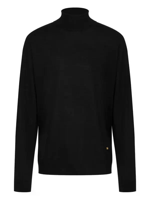 Moschino Ribbed Turtleneck Sweater With Logo Detail