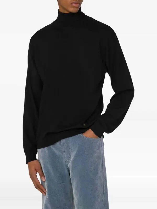 Moschino Ribbed Turtleneck Sweater With Logo Detail