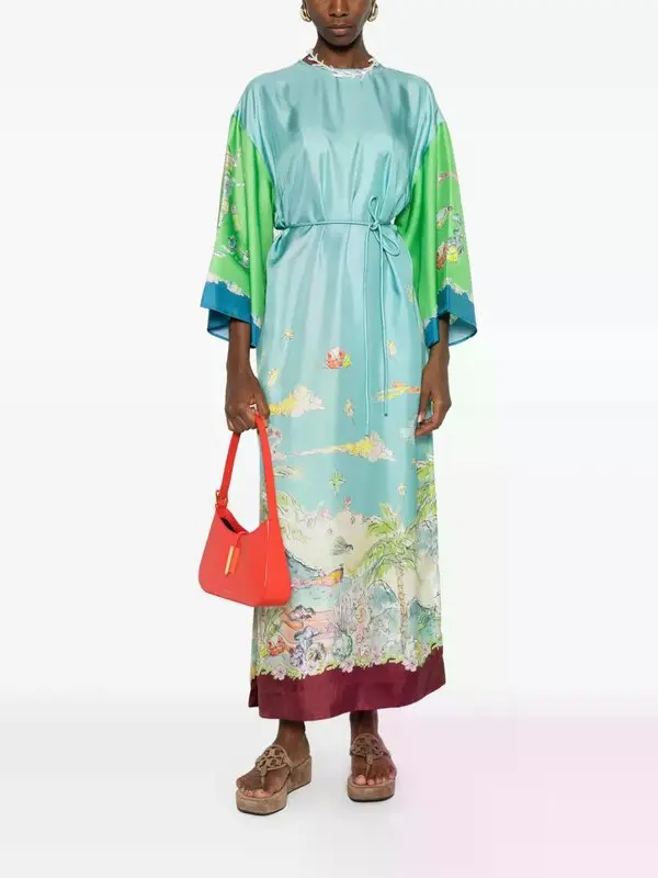 ALEMAIS Daria Graphic-print Silk Midi Dress