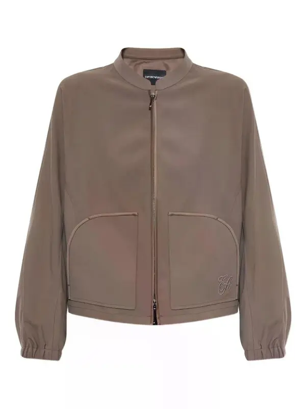 Emporio Armani Embroidered Logo Bomber Jacket - Brown