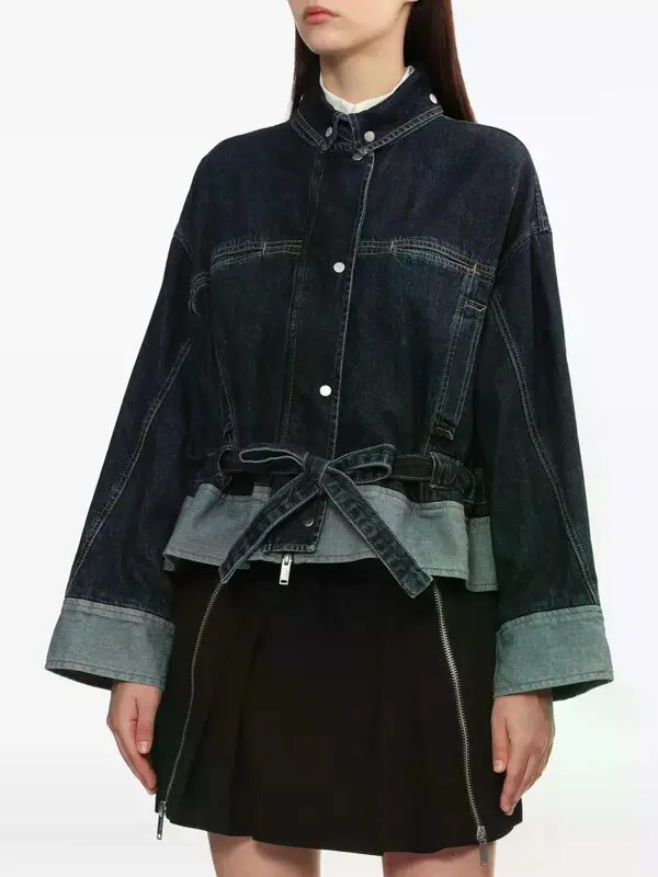 3.1 Phillip Lim Belted Contrast Panel Denim Jacket - Blue