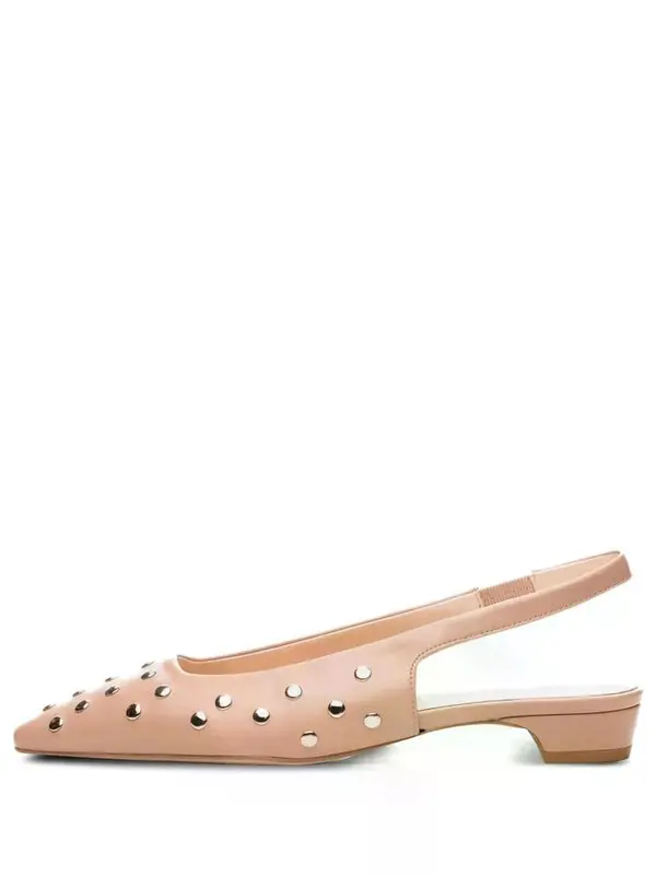 POCHE PARIS Stud-embellished Slingback Pumps - Neutrals