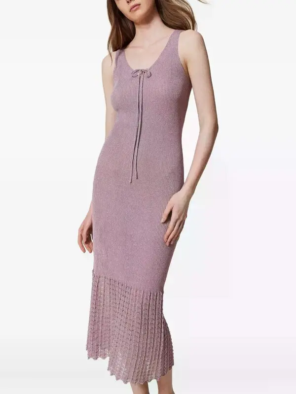 TWINSET Knitted Tie-neck Midi Dress