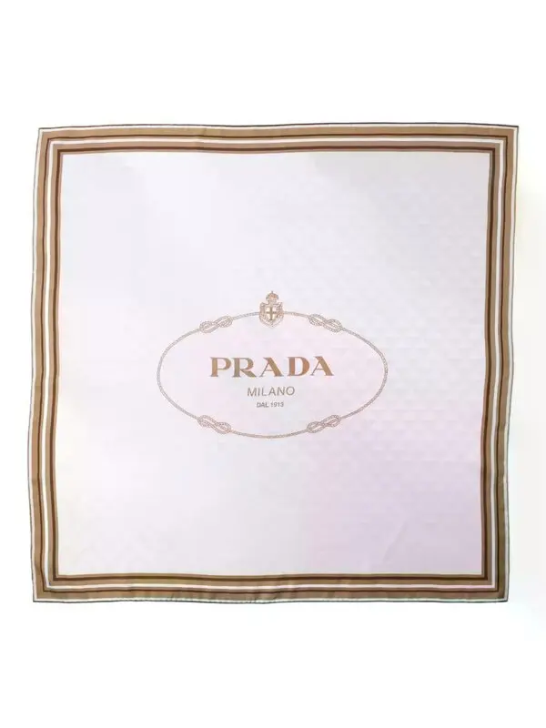 Prada Printed Silk Scarf - Neutrals