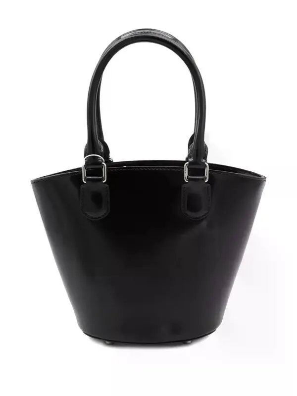 SELF-PORTRAIT Bow Charm Patent Bucket Bag - Black