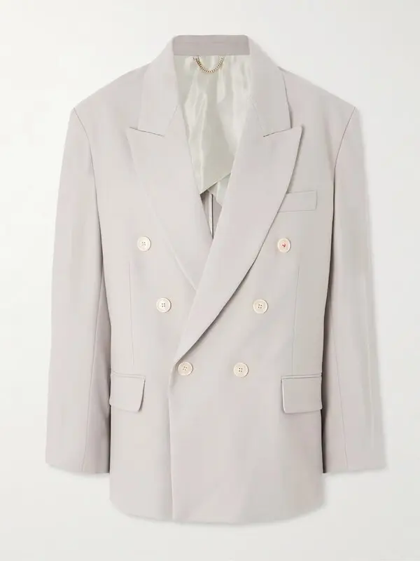 Victoria Beckham Double-breasted Twill Blazer - Gray