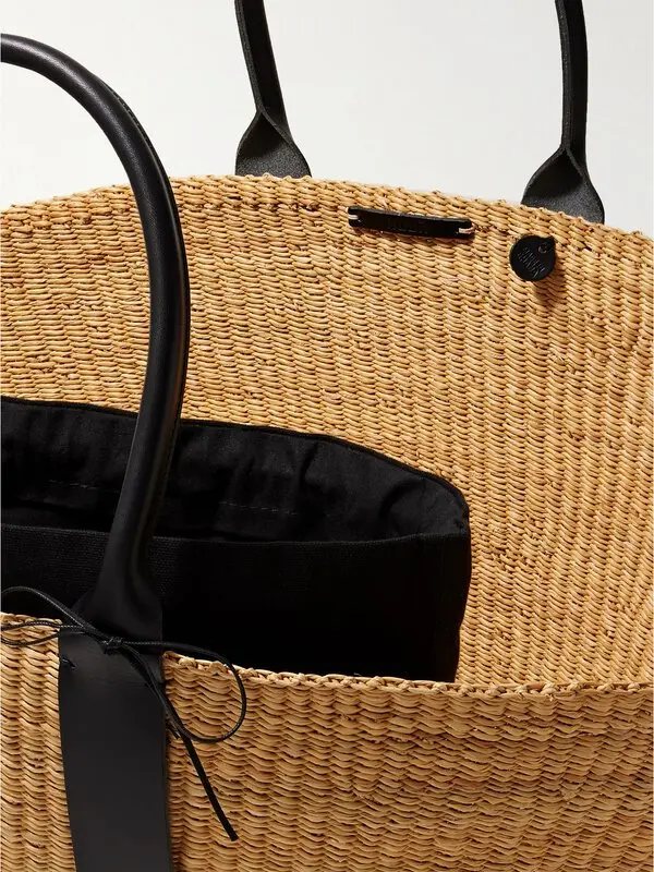 Muuñ Sophie Maxi Leather-trimmed Woven Straw Tote - Brown
