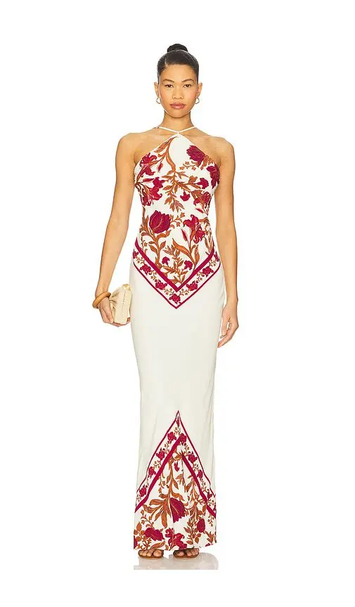 Rococo Sand Bias Halter Maxi Dress - Ivory