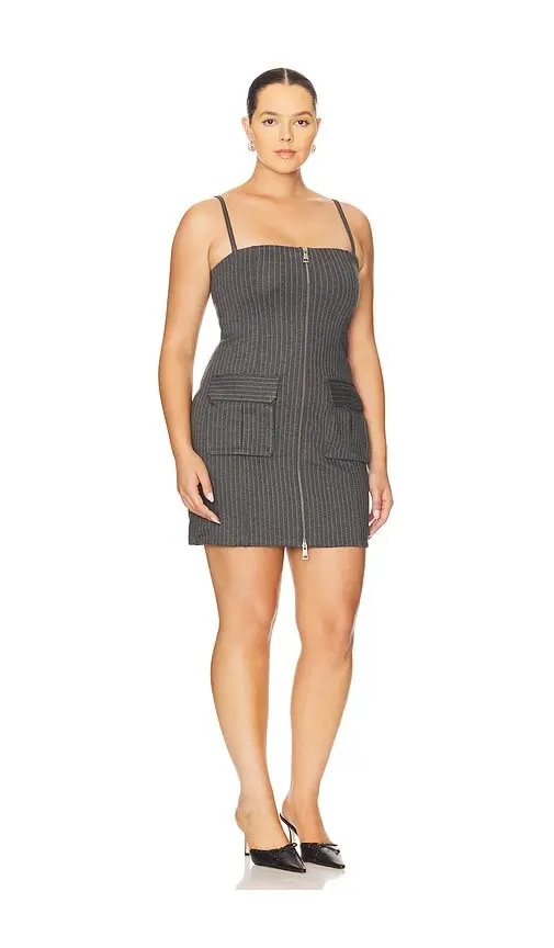 Good American Soft Stretch Ponte Mini Dress With Zip-up Front And Patch Pockets