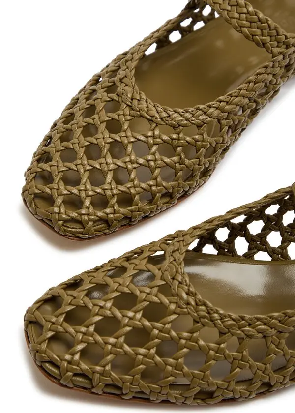 Le Monde Beryl Woven Leather Mary Jane Flats