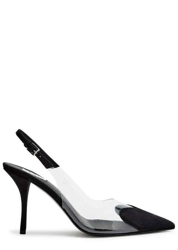 Alaïa Coeur 90 Suede Slingback Pumps - Black