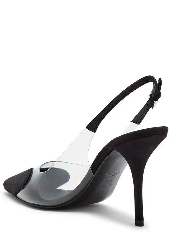 Alaïa Coeur 90 Suede Slingback Pumps - Black
