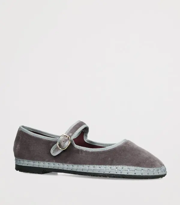 FLABELUS Velvet Sampson Mary Janes - Grey
