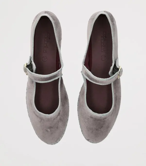 FLABELUS Velvet Sampson Mary Janes - Grey
