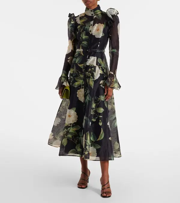 LEO LIN Katrina Floral Linen-blend Midi Dress