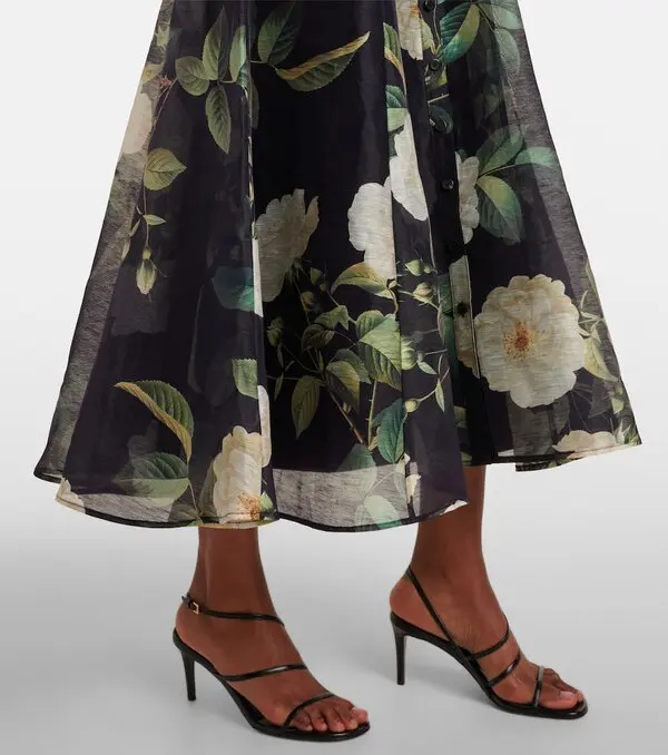 LEO LIN Katrina Floral Linen-blend Midi Dress