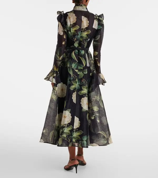 LEO LIN Katrina Floral Linen-blend Midi Dress