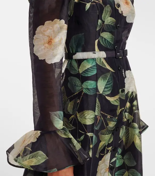 LEO LIN Katrina Floral Linen-blend Midi Dress