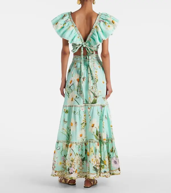 Camilla Floral Linen Crop Top