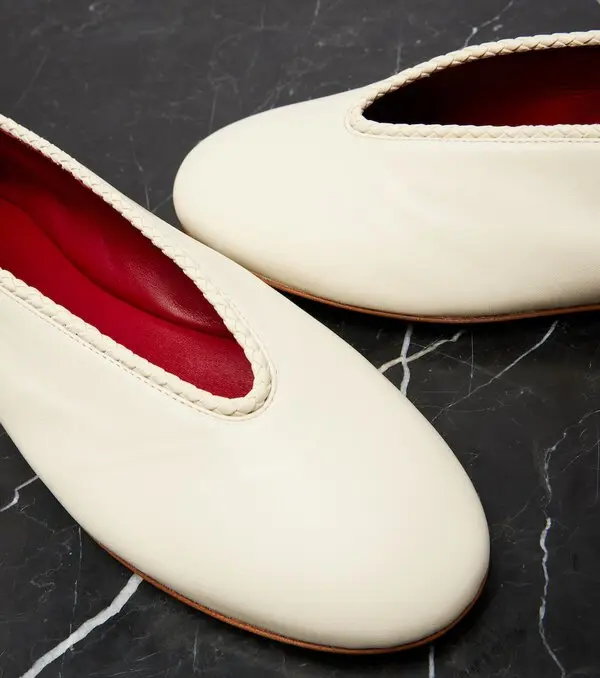 Bottega Veneta Rosa Leather Ballet Flats - White