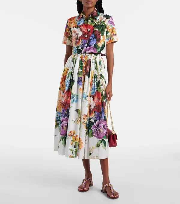 Dolce & Gabbana Cropped Floral Cotton Shirt