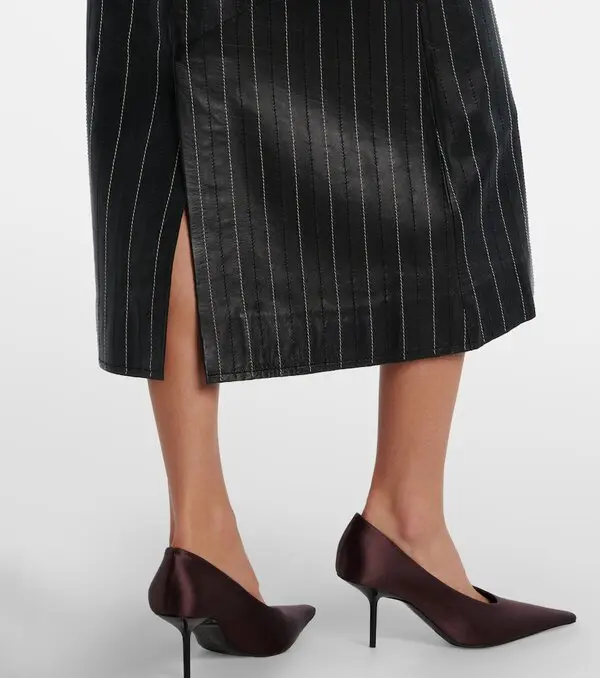 Victoria Beckham Embroidered Leather Midi Skirt